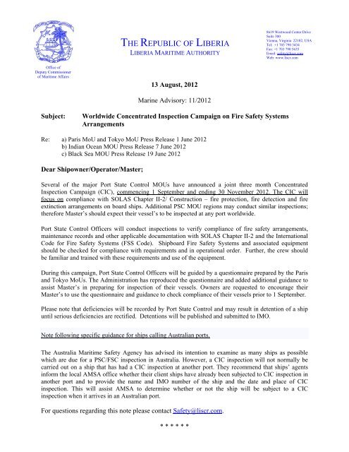 Marine Advisory Note 11-2012 - liscr