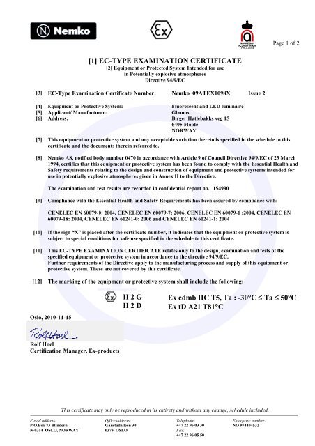 [1] EC-TYPE EXAMINATION CERTIFICATE II 2 G II 2 D Ex ... - GET Ltd