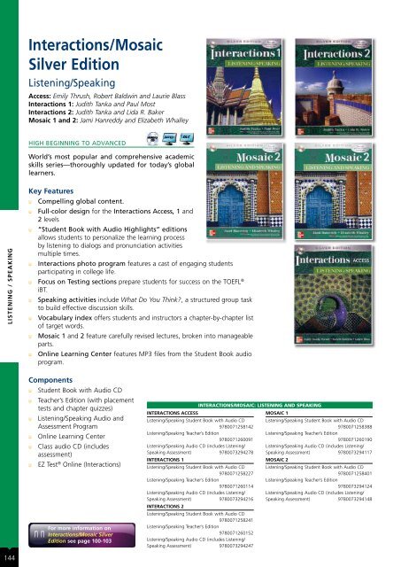 Interactions/Mosaic Silver Edition - McGraw-Hill Books Interactions/Mosaic Silver Edition - McGraw-Hill Books