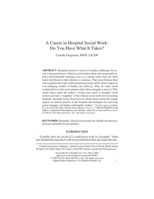 A Career in Hospital Social Work: Do You Have What It Takes?