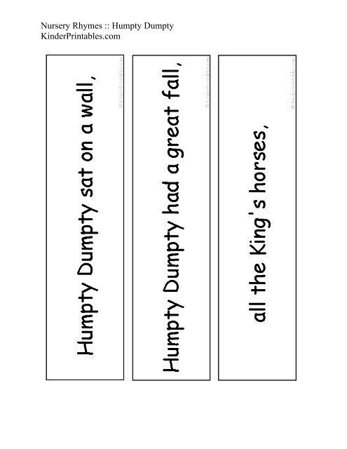 Nursery Rhymes :: Humpty Dumpty KinderPrintables.com