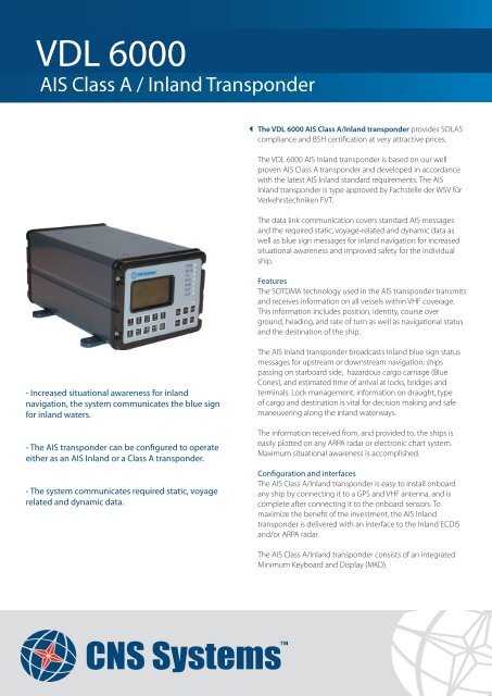VDL 6000 AIS Inland - CNS Systems AB