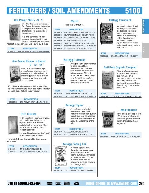 FERTILIZERS / SOIL AMENDMENTS 5100 - Ewing Irrigation