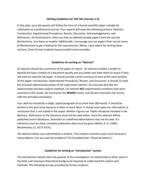 Lab Report Writing Guidelines DePaul University