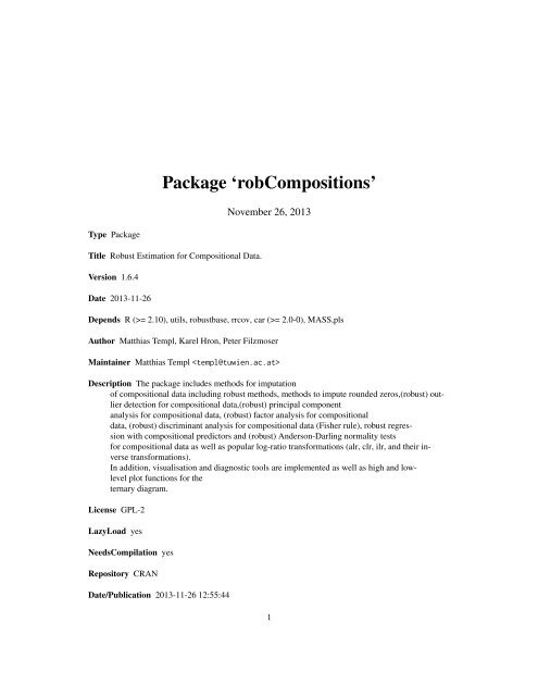 Package 'robCompositions'
