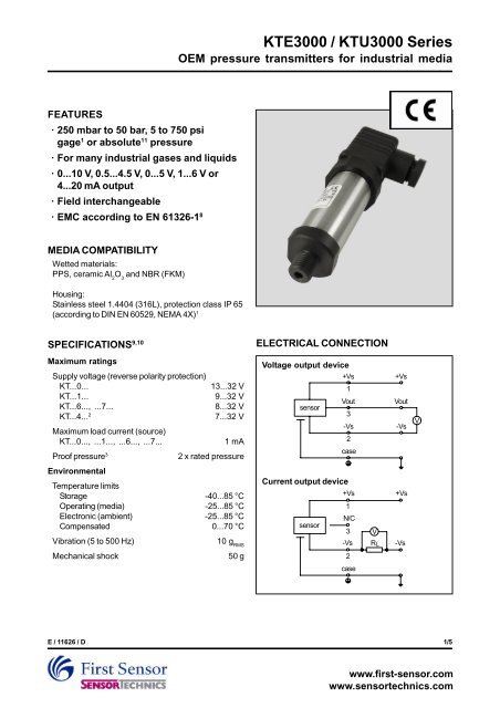 KTE / KTU3000 pressure transmitter - Sensortechnics