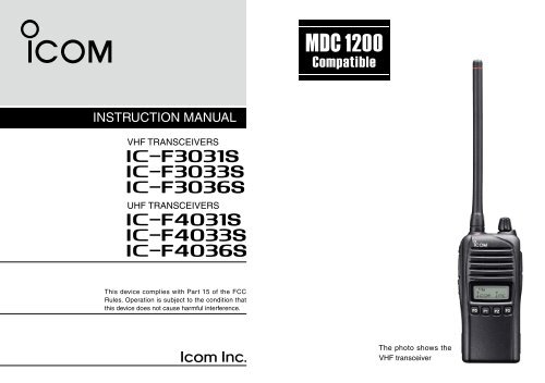 Instruction Manual - ICOM Canada