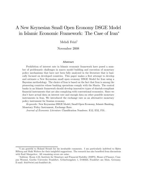 A New Keynesian Small Open Economy Dsge Model In Islamic