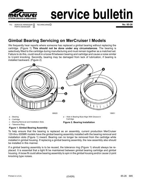 Gimbal Bearing service bulletin - BoatFix.com