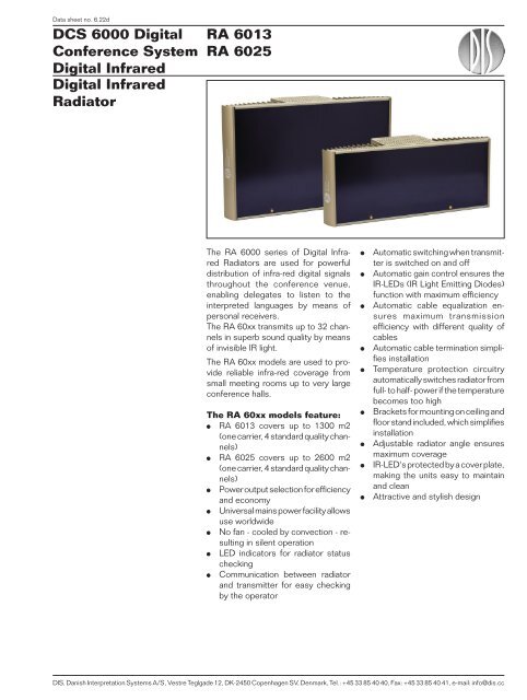 Digital Infrared Radiator RA 6013 RA 6025 DCS 6000 ... - AVC Group