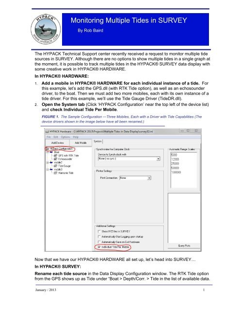 Monitoring Multiple Tides in SURVEY - Hypack