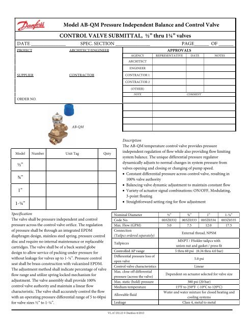 Model AB-QM Pressure Independent Balance and Control Valve ...