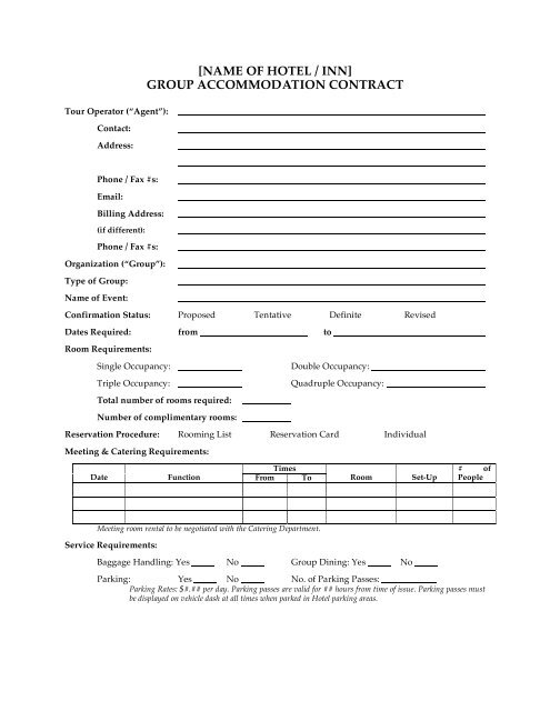 [name of hotel / inn] group accommodation contract - MegaDox.com