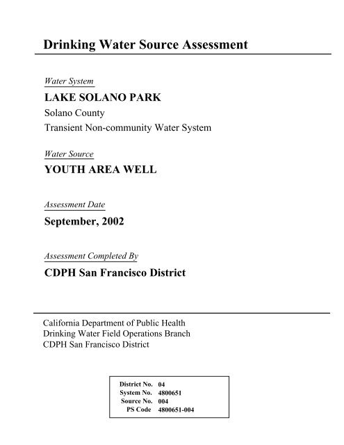 Drinking Water Source Assessment