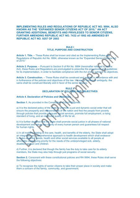 Implementing Rules â Expanded Senior Citizens Act - Lex Fori ...