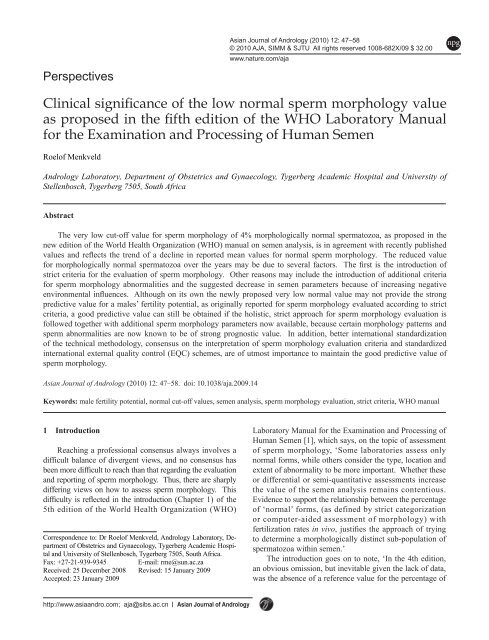 Clinical significance of the low normal sperm morphology value as ...
