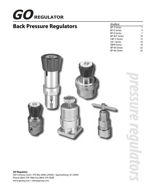 Adjustable Back Pressure Regulators