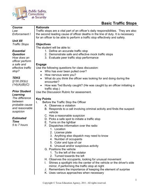 Reasonable Suspicion Traffic Stop