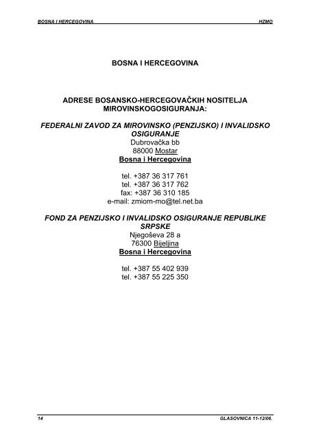 Bosna i Hercegovina - Hrvatski zavod za mirovinsko osiguranje