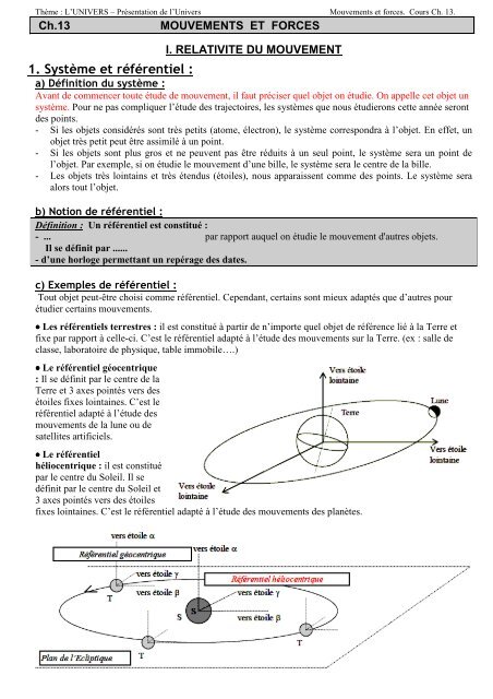 Ch.13. Mouvements et forces