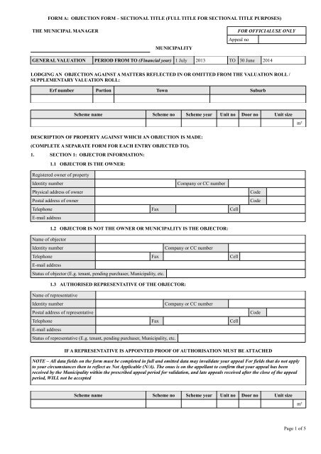 sectional title (full title for sectional title purposes) - Witzenberg ...