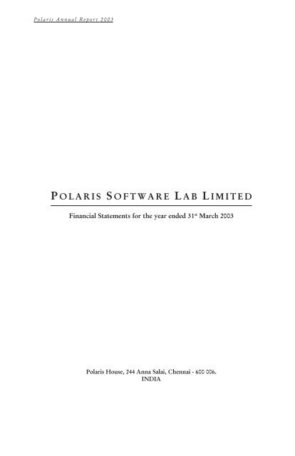 Annual Report 2003 - Polaris Software Labs Ltd.