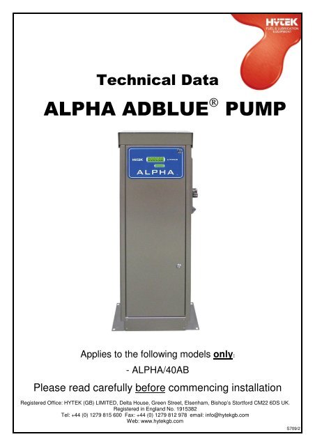 ALPHA ADBLUE PUMP - Hytek