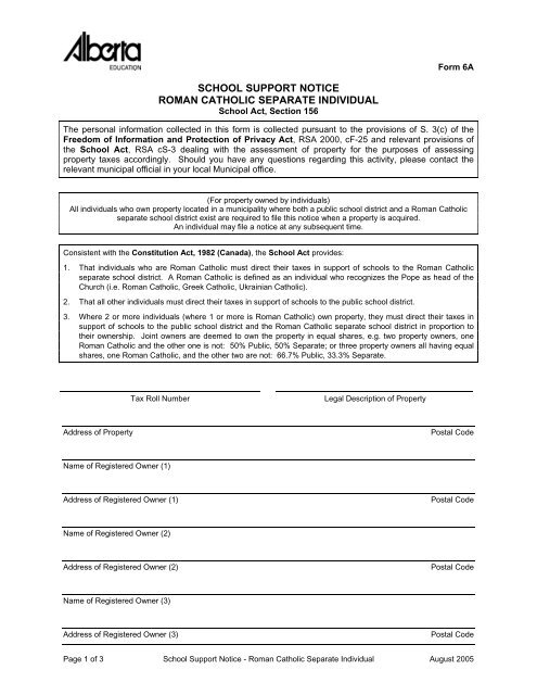 Form 6A - Alberta Education
