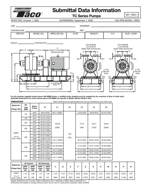 Submittal Data Information TC Series Pumps - Taco-Hvac
