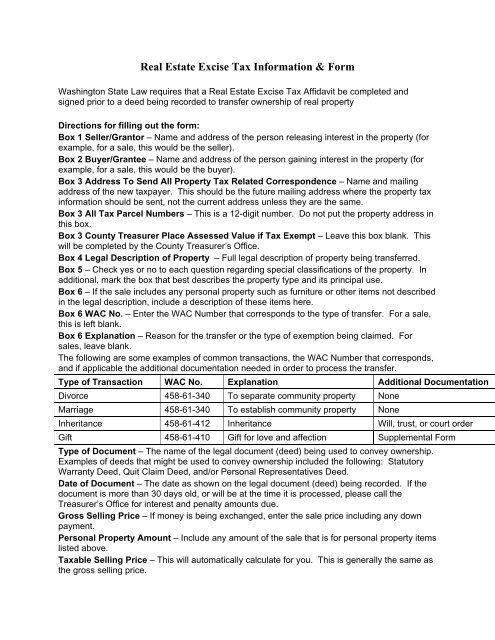 Real Estate Excise Tax Information & Form - Lewis County
