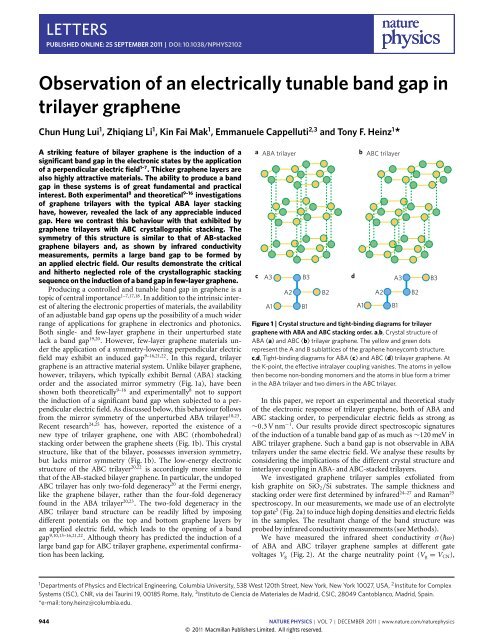 Observation of an electrically tunable band gap in trilayer graphene