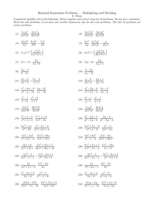 Rational Expression Problems | Multiplying and Dividing E ...