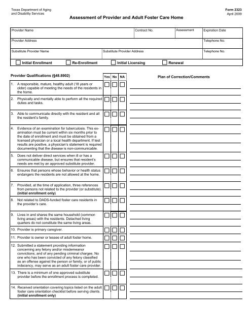 DADS or HHSC Form - The Texas Department of Aging and ...