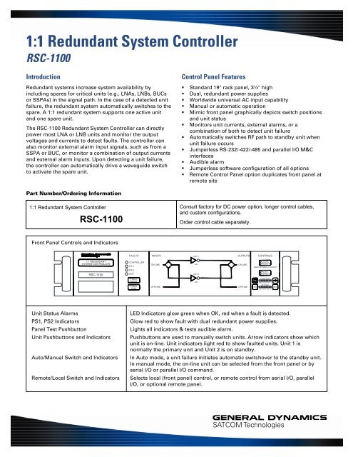 1:1 Redundant System Controller - General Dynamics SATCOM ...