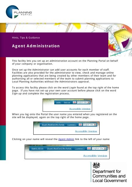 Agent Administration - Planning Portal