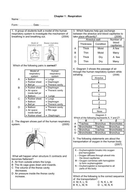 Chapter 1 : Respiration
