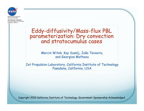 Eddy-diffusivity/Mass-flux PBL parameterization: Dry ... - cmmap