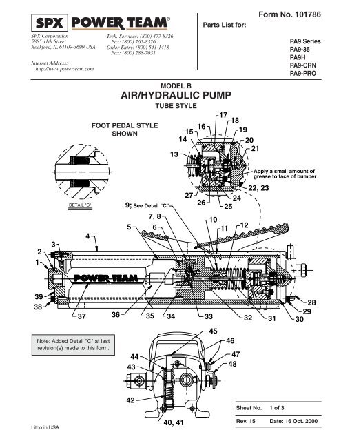 AIR/HYDRAULIC PUMP - SPX
