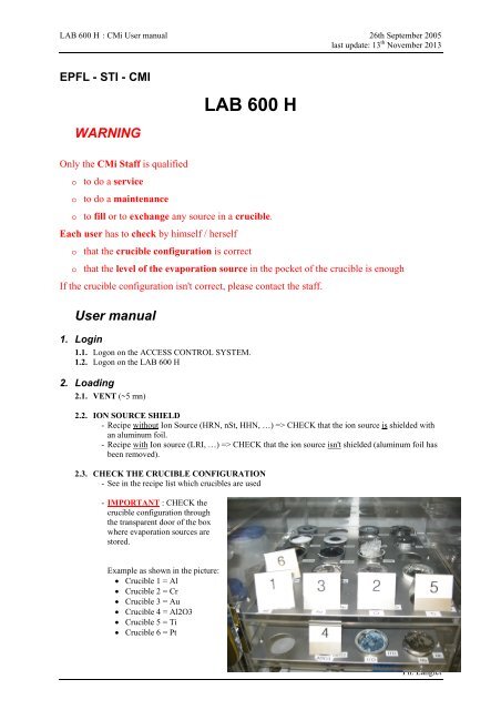 Manuel pour RC8 - CMI - EPFL