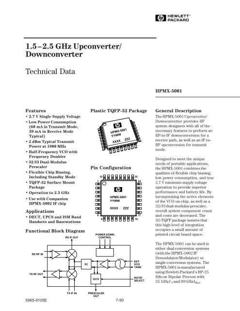 HPMX-5001: 1.5-2.5 GHz Upconverter/Downconverter