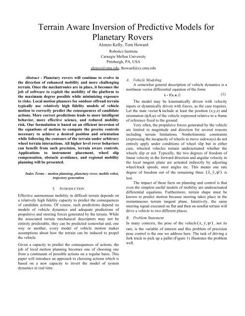 Terrain Aware Inversion of Predictive Models for Planetary Rovers
