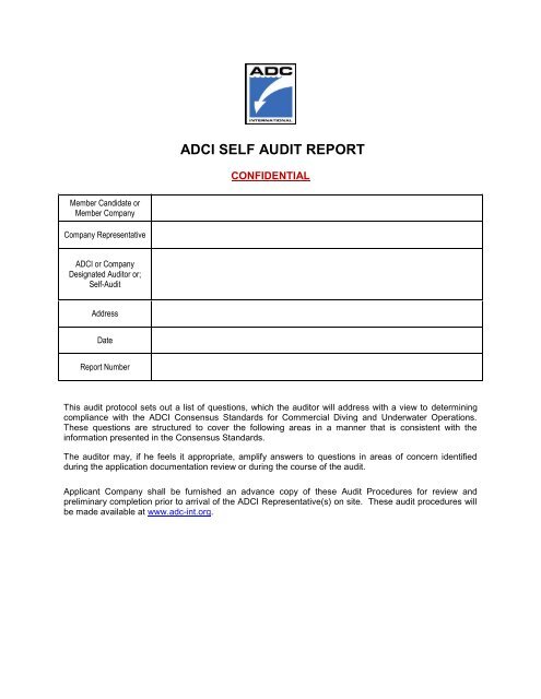 ADCI SELF AUDIT REPORT