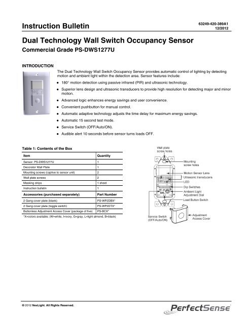 Dual Technology Wall Switch Occupancy Sensor - NexLight