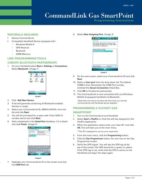 Gas SmartPoint Programming Instructions-CommandLink ... - Sensus