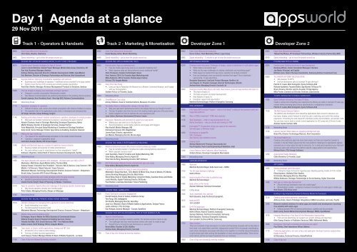 Agenda at a glance - Apps World