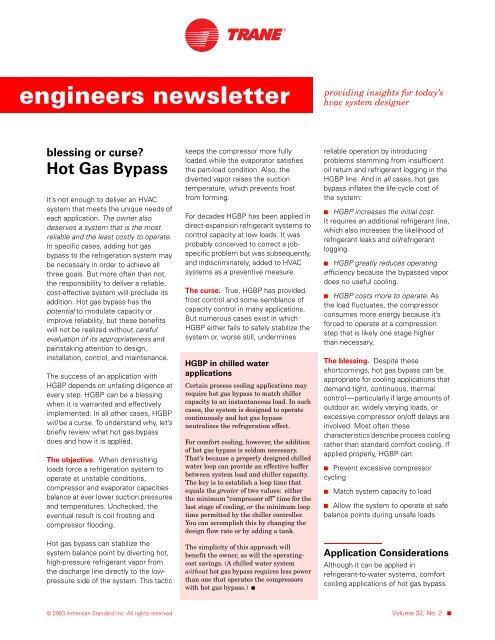 Trane Engineers Newsletter, volume 32-2
