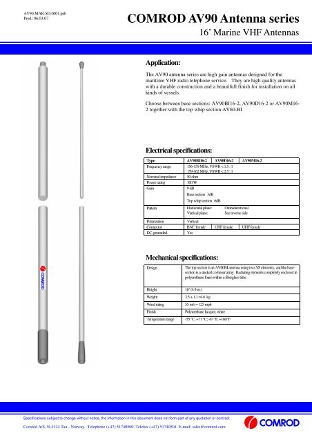 COMROD AV90 Antenna series