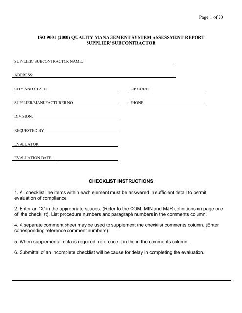 Iso 9001 Elements List