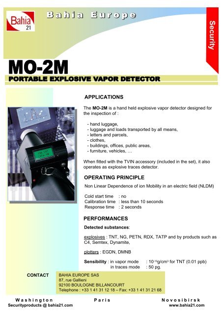 MO-2M Portable Explosive Vapor Detector - Bahia 21