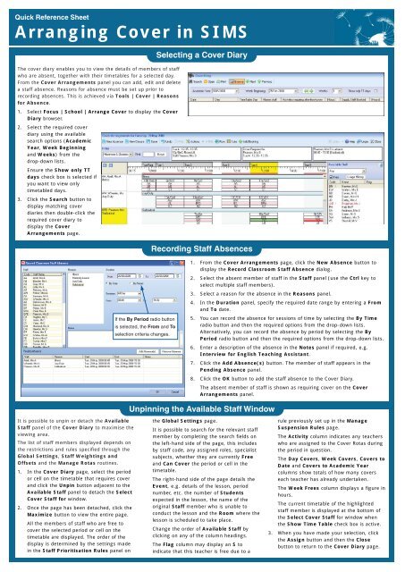 QRS Arranging Cover in SIMS - EiS Kent